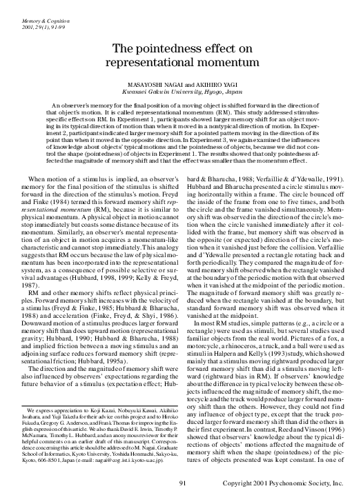 (PDF) The pointedness effect on representational momentum