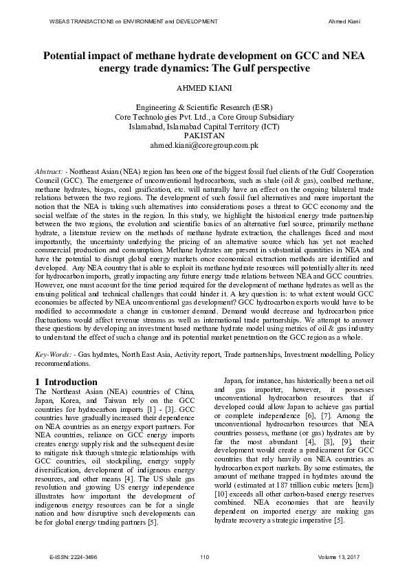 (PDF) Potential Impact of Methane Hydrate Development on GCC and NEA ...