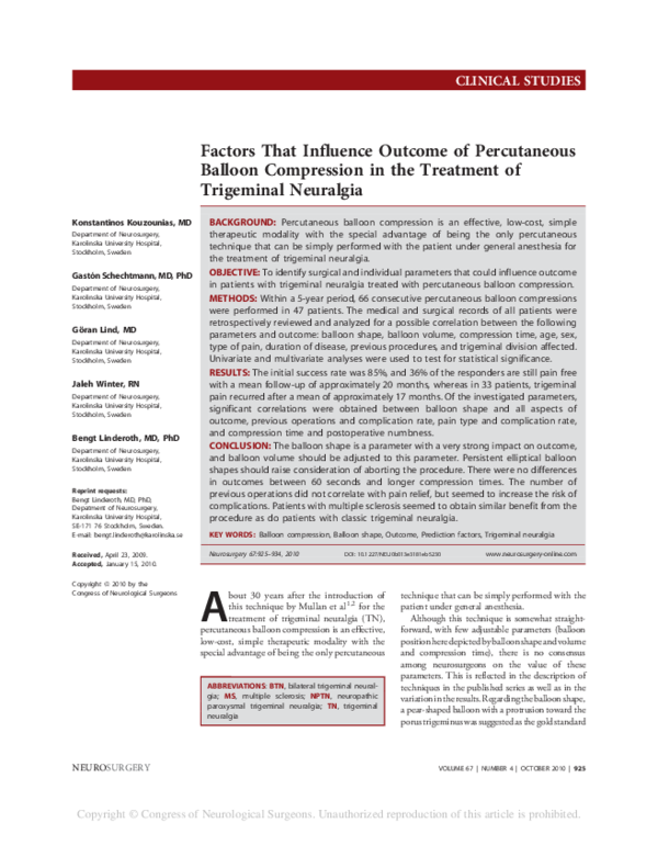(PDF) Factors That Influence Outcome of Percutaneous Balloon ...