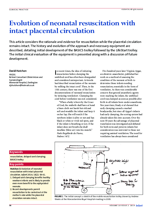 (PDF) Evolution of neonatal resuscitation with intact placental ...