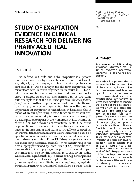 (PDF) Exaptation in Clinical Drug Research