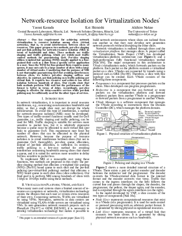 (PDF) Network-resource isolation for virtualization nodes