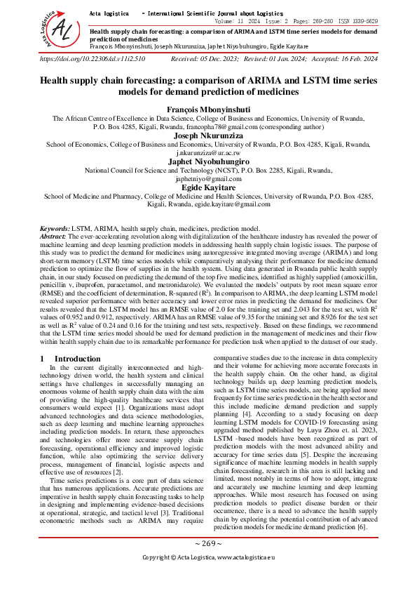 Pdf Health Supply Chain Forecasting A Comparison Of Arima And Lstm