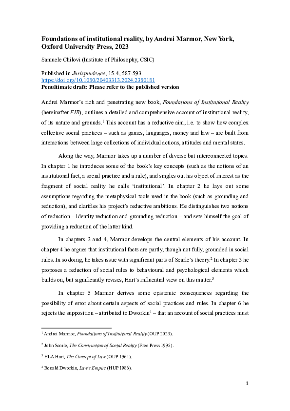 (PDF) Foundations of institutional reality