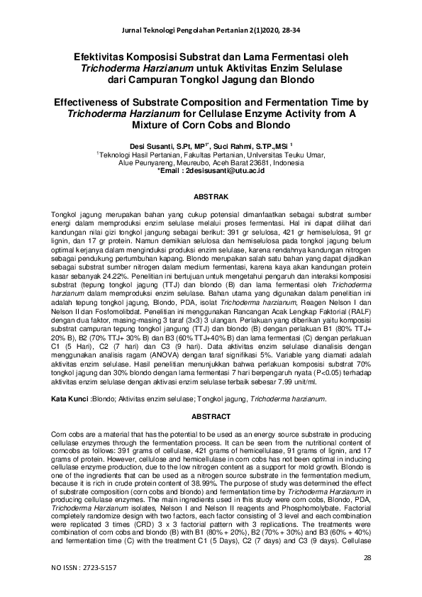 (PDF) Pengaruh Komposisi Substrat dan Lama Fermentasi oleh Trichoderma ...