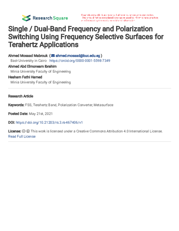 (PDF) Single/dual-band frequency and polarization switching using ...