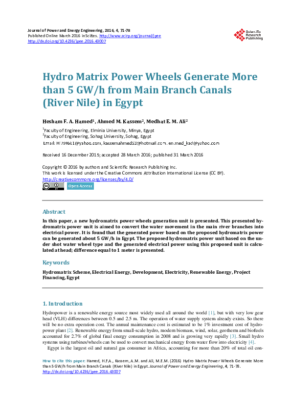 (PDF) Hydro Matrix Power Wheels Generate More than 5 GW/h from Main ...
