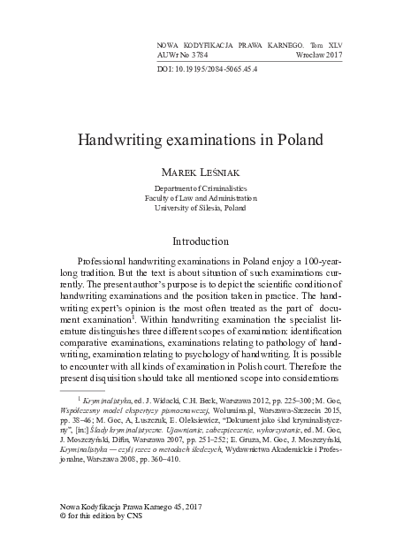 (PDF) Handwriting examinations in Poland
