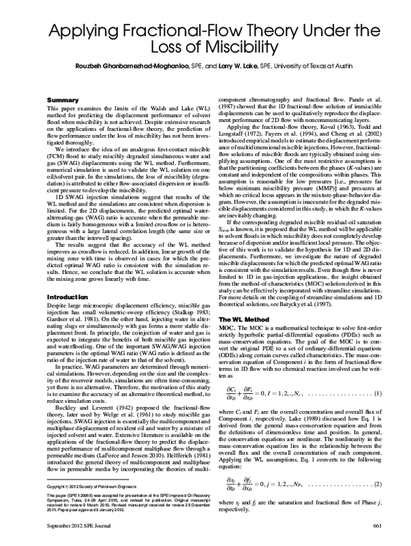 (PDF) Applying Fractional-Flow Theory Under the Loss of Miscibility
