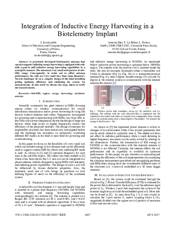 (PDF) Integration of inductive energy harvesting in a biotelemetry implant