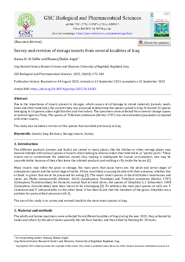 (PDF) Survey and revision of storage insects from several localities of ...