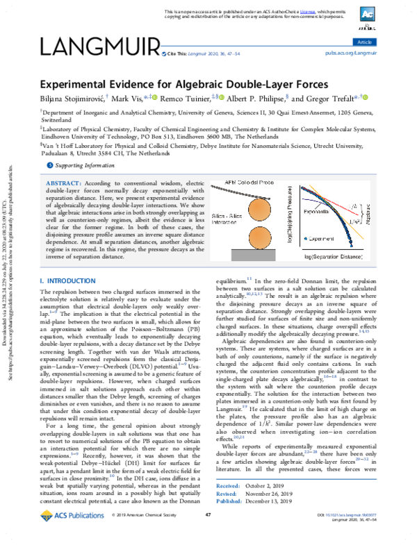 (PDF) Experimental Evidence for Algebraic Double-Layer Forces