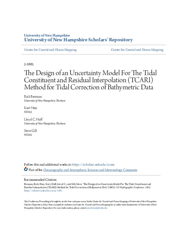 (PDF) The Design of an Uncertainty Model For The Tidal Constituent and Residual Interpolation ...