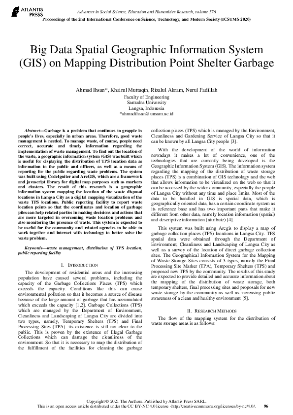 (PDF) Big Data Spatial Geographic Information System (GIS) on Mapping Distribution Point Shelter ...