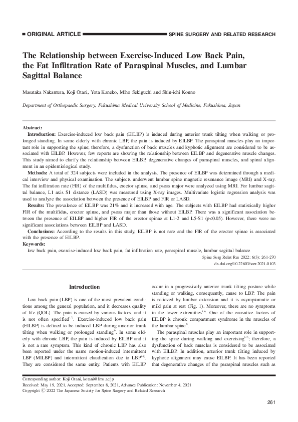 (PDF) The Relationship between Exercise-Induced Low Back Pain, the Fat ...