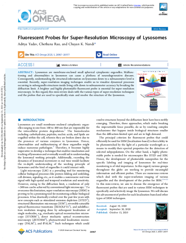 (PDF) Fluorescent Probes for Super-Resolution Microscopy of Lysosomes