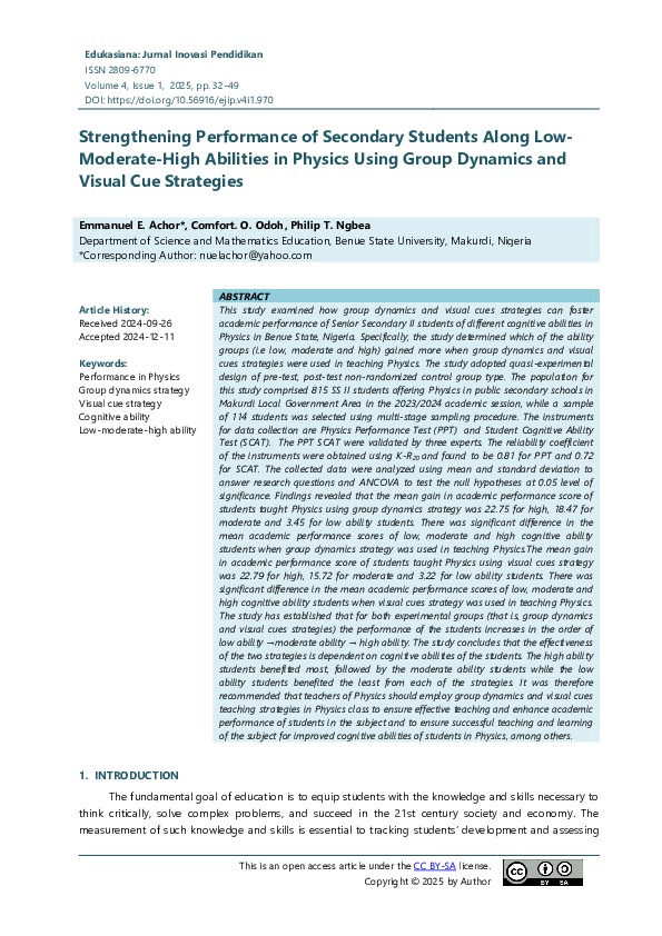 (PDF) Strengthening Performance of Secondary Students Along Low- Moderate-High Abilities in ...