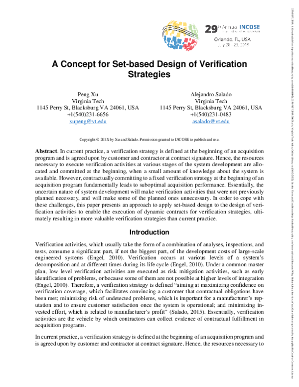(PDF) A concept for set‐based design of verification strategies