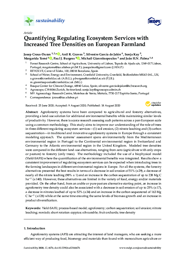 (PDF) Quantifying Regulating Ecosystem Services with Increased Tree ...