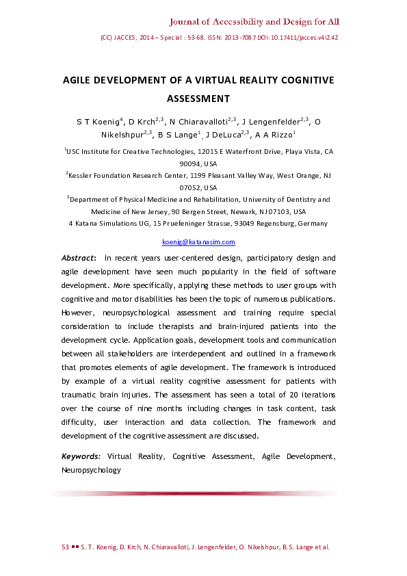 (PDF) A virtual reality system for the cognitive assessment of ...