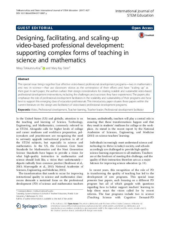 (PDF) Designing, facilitating, and scaling-up video-based professional ...