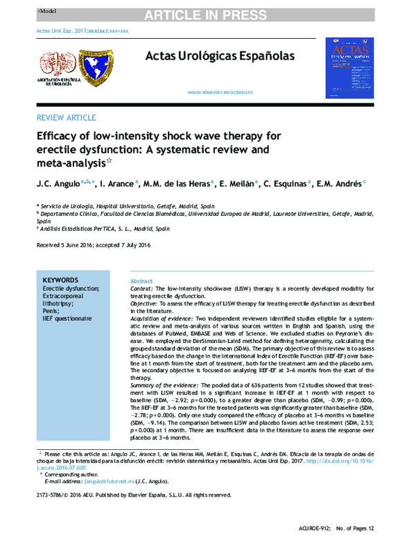 (PDF) Efficacy of low-intensity shock wave therapy for erectile ...