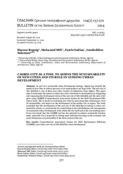 (PDF) Casbee-city as a Tool to Assess the Sustainability of New Cities ...
