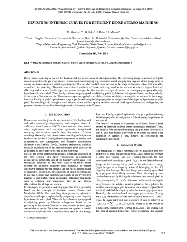 (PDF) Efficient Dense Stereo Matching via Intrinsic Curves