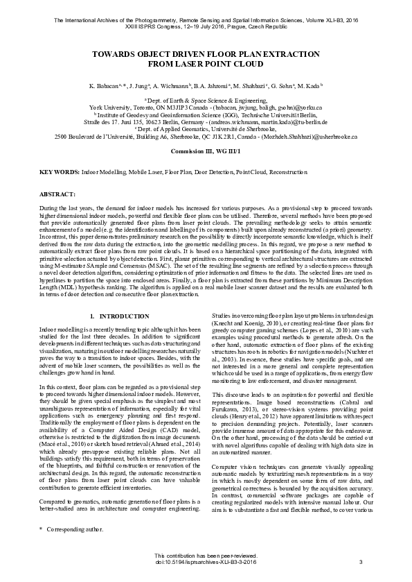 (PDF) Towards Object Driven Floor Plan Extraction from Laser Point Cloud