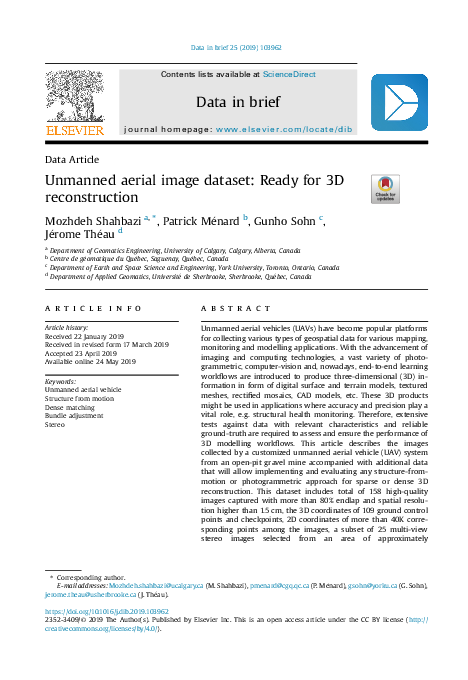 (PDF) Unmanned aerial image dataset: Ready for 3D reconstruction