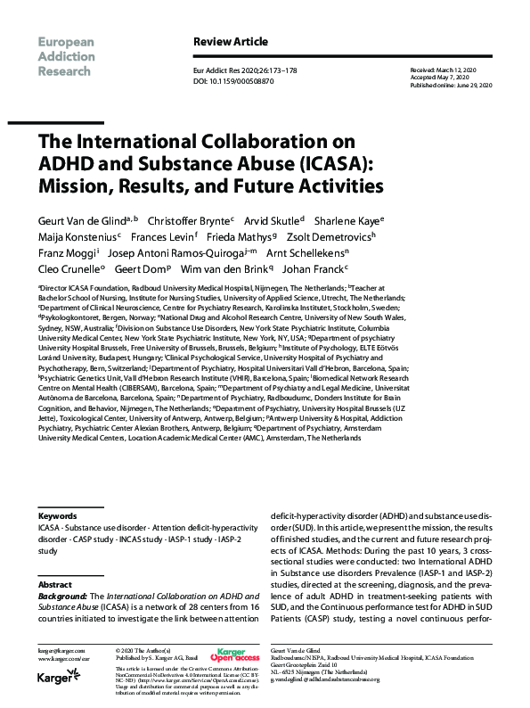 (PDF) The International Collaboration on ADHD and Substance Abuse ...