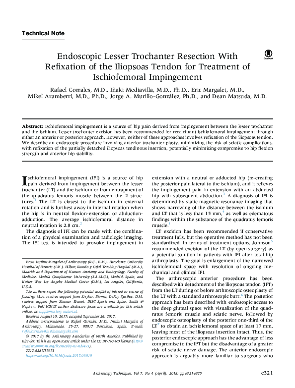 (PDF) Endoscopic Lesser Trochanter Resection With Refixation of the ...