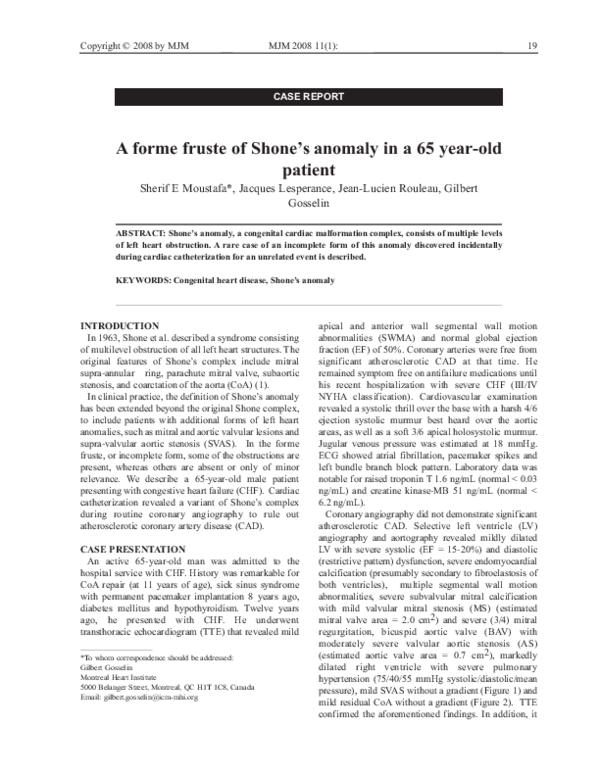 (PDF) A forme fruste of Shone’s anomaly in a 65 year-old patient
