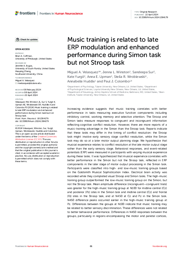(PDF) Music training is related to late ERP modulation and enhanced ...