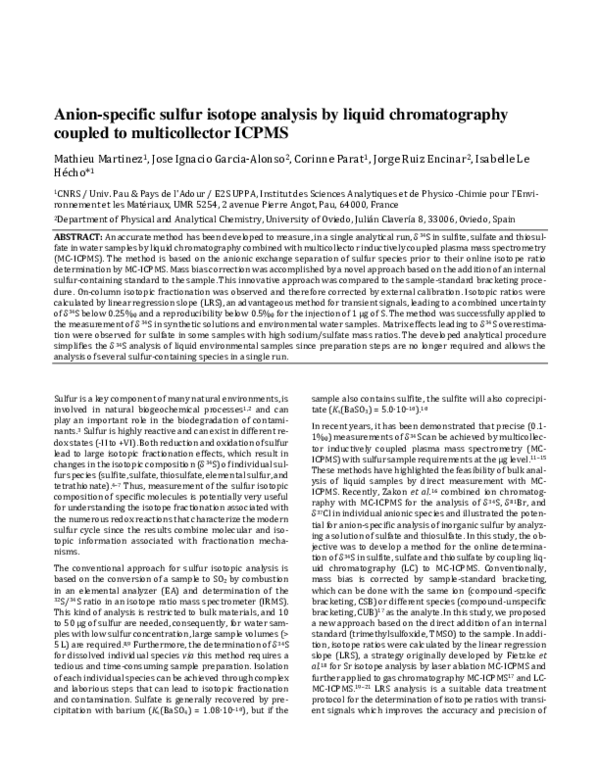 (PDF) Anion-Specific Sulfur Isotope Analysis by Liquid Chromatography ...