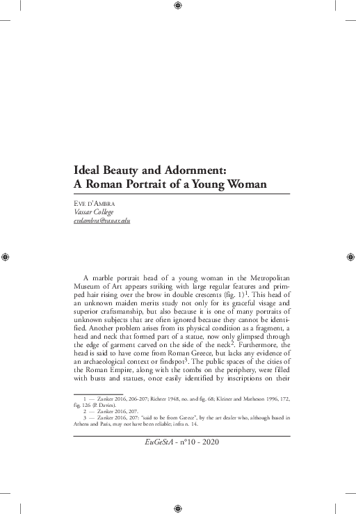(PDF) Ideal Beauty and Adornment: A Roman Portrait of a Young Woman