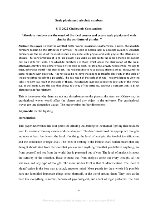 (PDF) Scale Physics and Absolute Numbers