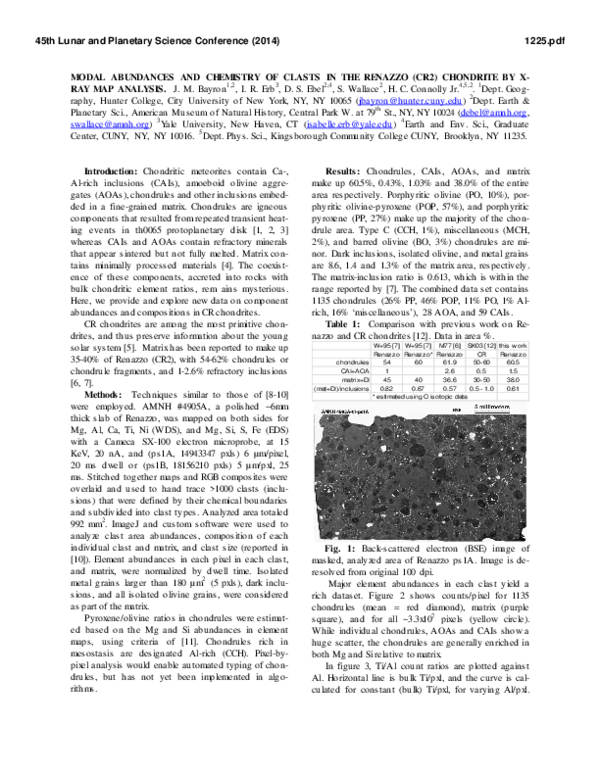 (PDF) Modal Abundances and Chemistry of Clasts in the Renazzo (CR2 ...