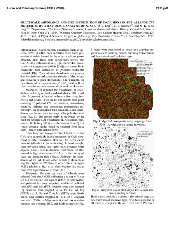 (PDF) Multiscale Abundance and Size Distribution of Inclusions in the ...