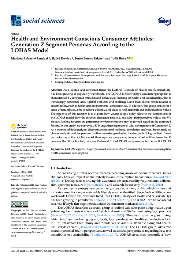 (PDF) Health and Environment Conscious Consumer Attitudes: Generation Z Segment Personas ...