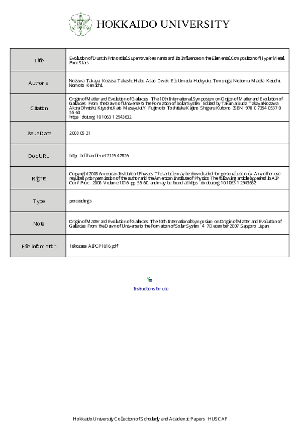 (PDF) Evolution of Dust in Primordial Supernova Remnants and Its ...