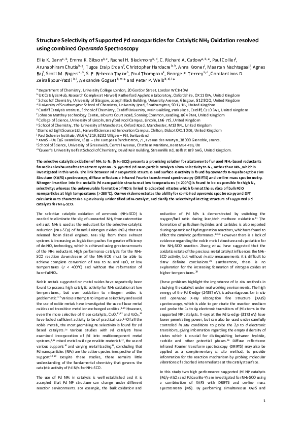 (PDF) Structural selectivity of supported Pd nanoparticles for catalytic NH3 oxidation resolved ...