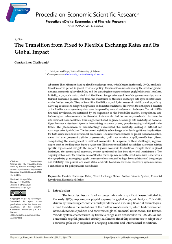 (PDF) The Transition from Fixed to Flexible Exchange Rates and Its ...