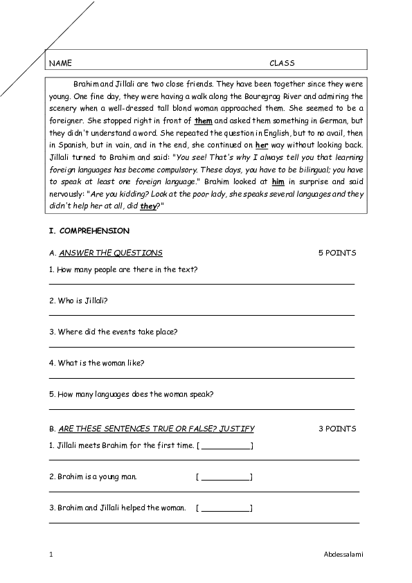 (PDF) Reading Comprehension Test for Bac. Students 25