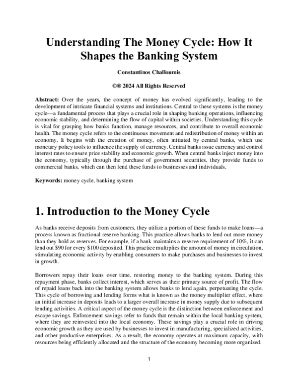 (PDF) Understanding The Money Cycle: How It Shapes the Banking System