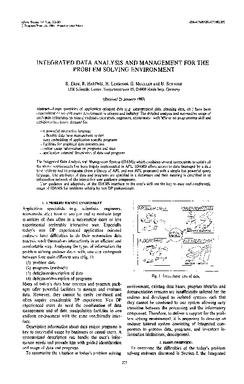 (PDF) Integrated data analysis and management for the problem solving ...