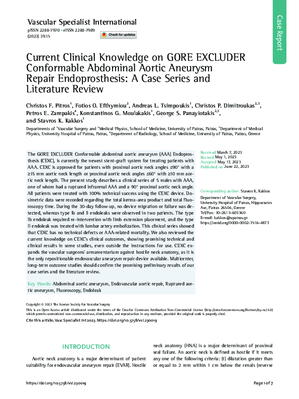 (PDF) Current Clinical Knowledge on GORE EXCLUDER Conformable Abdominal ...