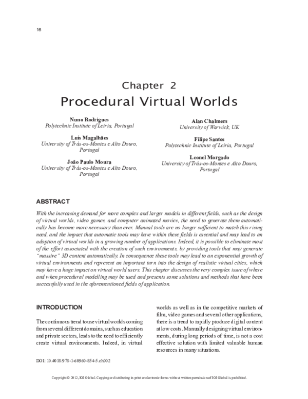 (PDF) Procedural Virtual Worlds