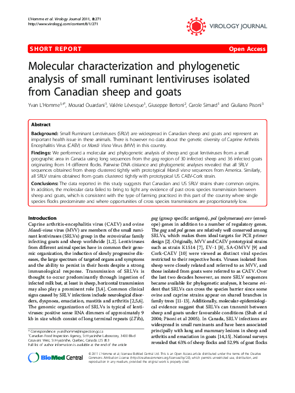 (PDF) Molecular characterization and phylogenetic analysis of small ...
