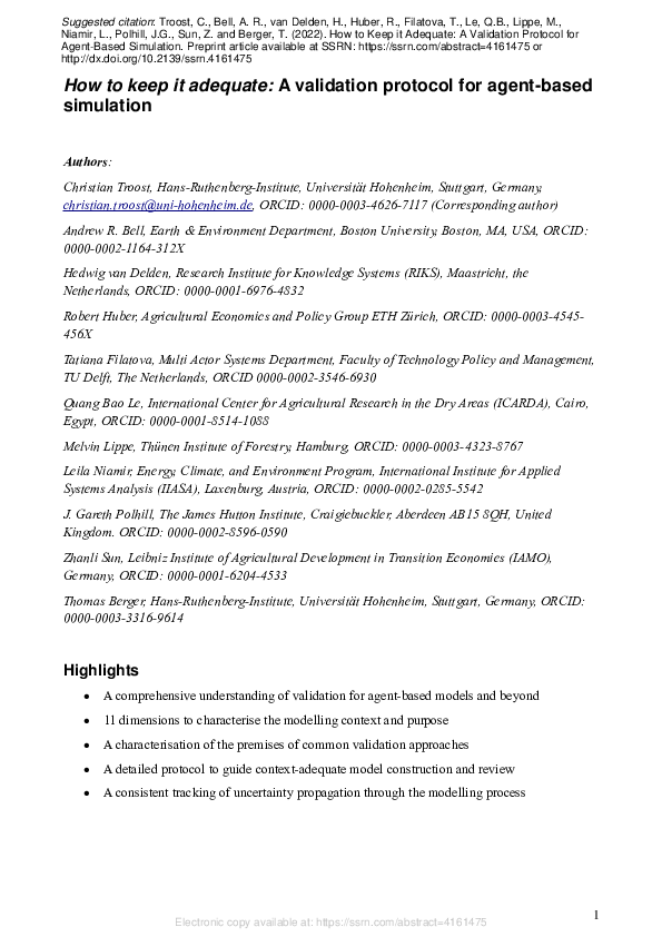 (PDF) How to Keep it Adequate: A Validation Protocol for Agent-Based ...